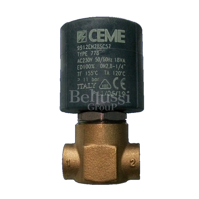 CEME 9912 NC 1/4" Water Flow Solenoid Valve 230V for Steam Generators ...